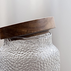 RareCi Glass Storage Jar, Food Storage Container with Airtight Bamboo Wooden Lid, Kitchen Canisters For Tea,Coffee Bean, Sugar, Candy, Cookie, Spice (500ml, 17 Ounce)