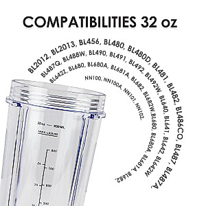 LYTIO Replacement 32 oz Cup with Sip N Seal Lid for Nutri Ninja Blender Auto IQ Duo - 407KKU641