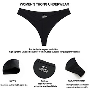 Jaywan Seamless Thongs for Women High Waist Thong Underwear Smooth Panties No Show Stretch Thong 5 Pack S-XL Black