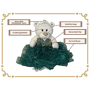 KINNEX COLLECTIONS SINCE 1997 20" Quince Anos Quinceanera Last Doll Teddy Bear with Dress (Centerpiece) ~ ARC16831-33R (Emerald Green)