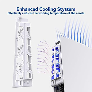 Cooling Accessories for PS5, HZLucki Upgraded PS5 Fan Cooling Fan with LED Light + USB3.0 Hubs, Efficient Cooling System Compatible with Playstation 5 Digital & Disc Edition (White)