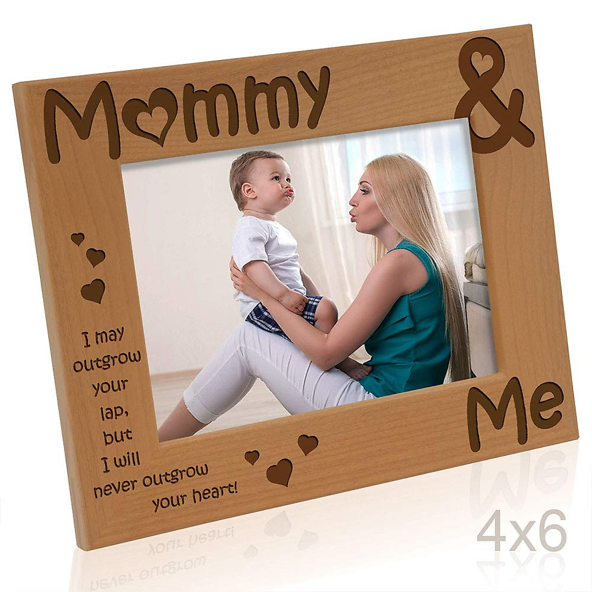 KATE POSH - Mommy & Me Engraved Natural Wood Picture Frame - Mother's Day Gifts, I Love Mommy Photo Frame, Christmas Gifts, New Baby Gifts, Nursery Picture Frame, New Mom Gifts (4x6-Horizontal)