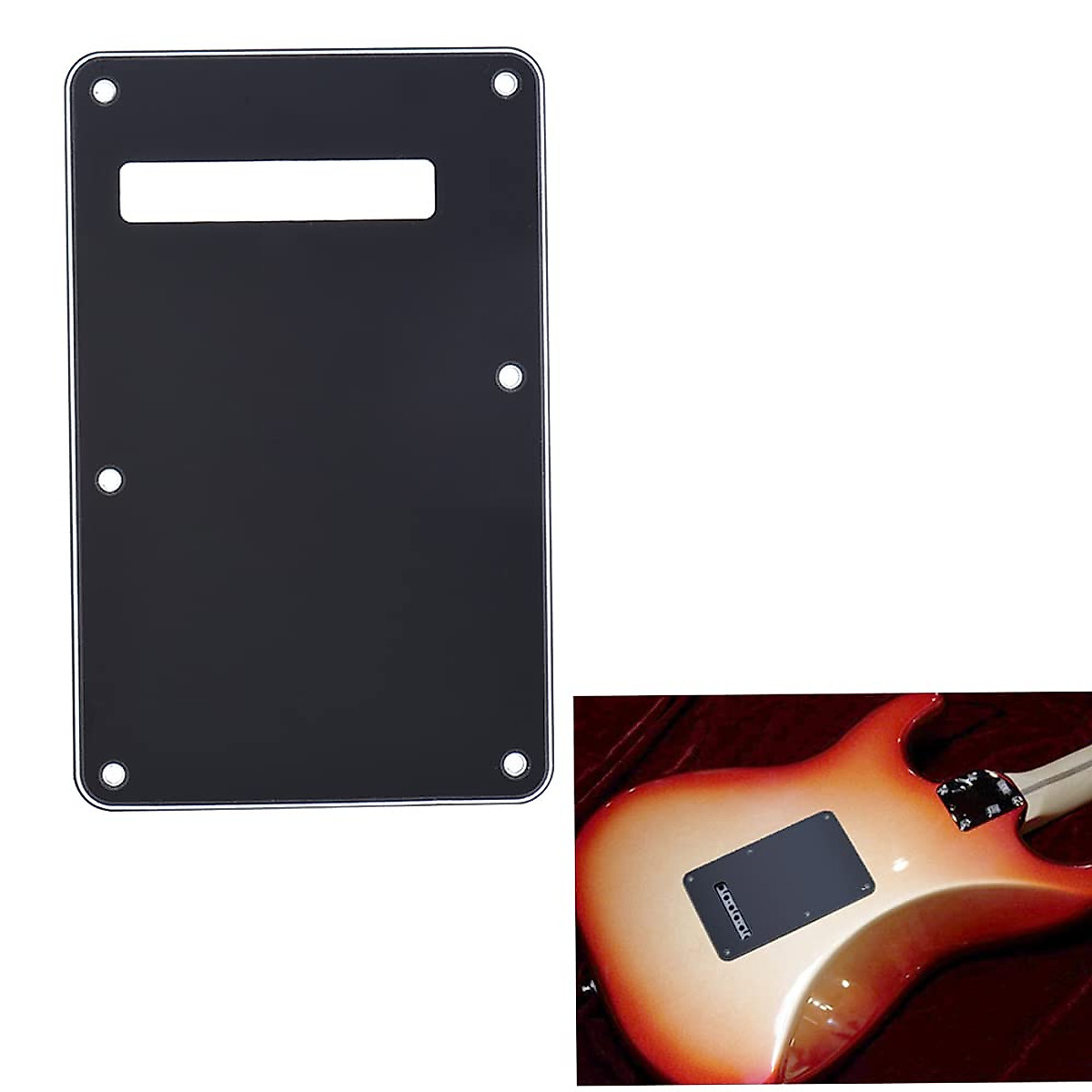 Sasuori Pickguard Tremolo Cavity Cover Backplate Back Plate 3Ply for Modern Style Electric Guitar Black