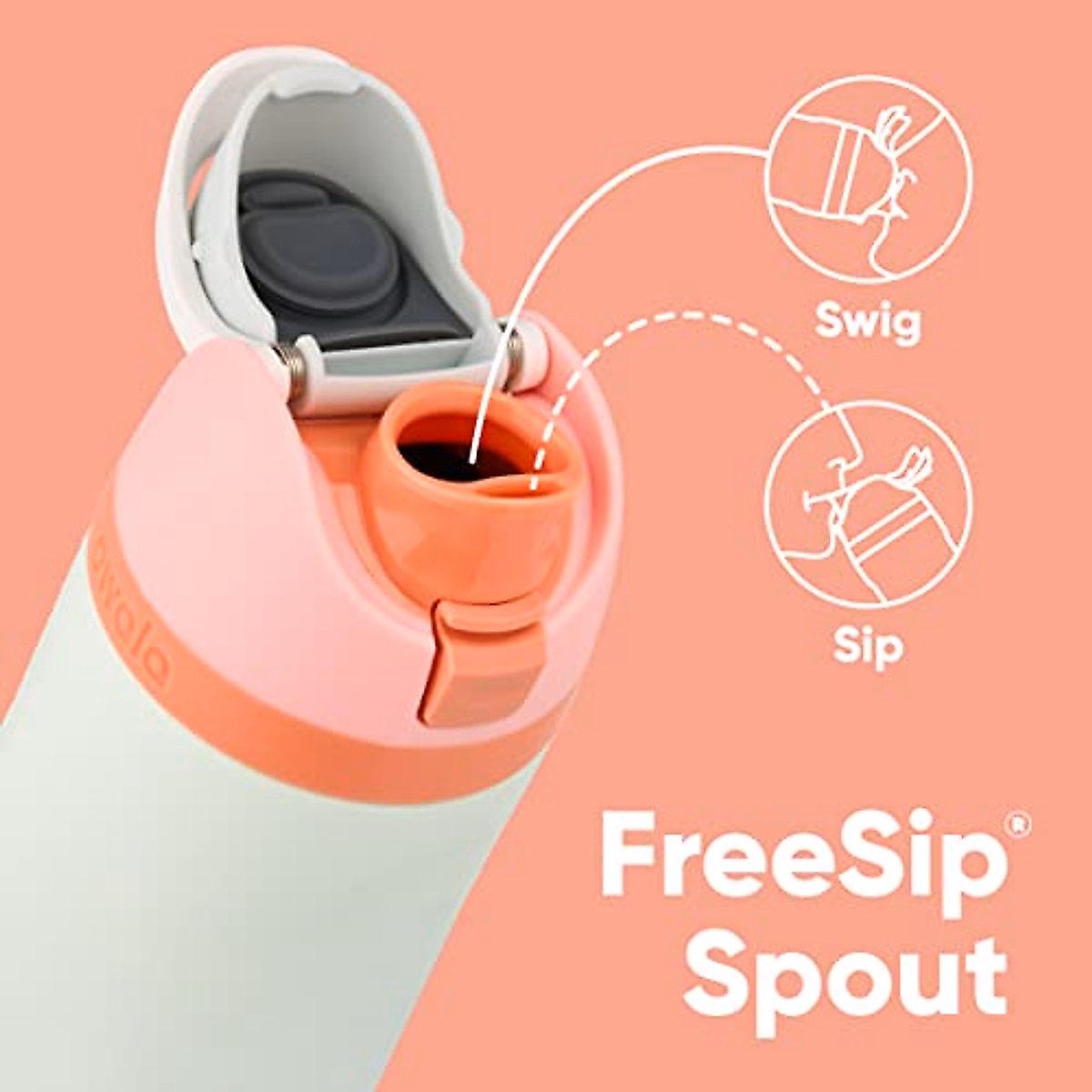 Owala FreeSip Insulated Stainless Steel Water Bottle with Straw for Sports and Travel, BPA-Free, 24-Ounce, Grayt & Silicone Water Bottle Boot, Anti-Slip Protective Sleeve Cover, Black