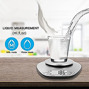 BAGAIL BASICS Electronic Kitchen Scale Premium Large Display Backing Scale Wet and Dry Food Weighing Scale with Stainless Steel Mixing Bowl - 5kg