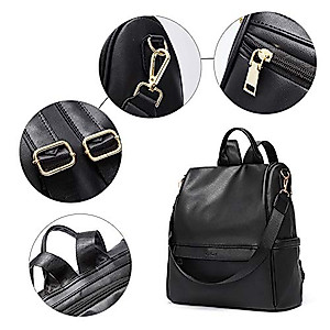 Womens Backpacks Purse Fashion PU Leather Anti-theft Large Travel Bag Ladies Shoulder School Bags black