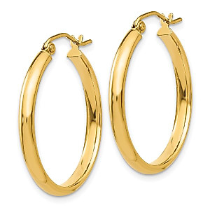 14K Yellow Gold Round Hoop Earrings