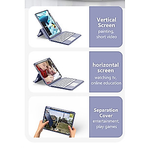 PboyiqiS Keyboard Case for iPad 9/iPad 8/iPad 7/Air3/Pro 10.5 with Pnecil Holder,Trackpad Keyboard & Detachable Magnetic Clear Back Shell Cover,Teal