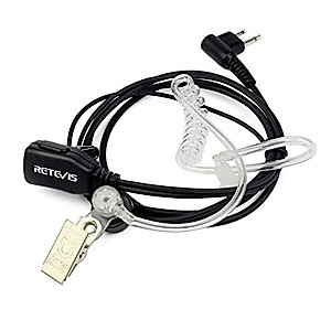 Retevis Two Way Radio Earpiece with Mic 2 Pin, Compatible with Motorola CP100D CP185 CP200 CP200D GP300 GP2000 Mag ONE BRP40 A8 HYT TC610 Two Way Radio, Acoustic Tube Walkie Talkie Earpiece(1 Pack)