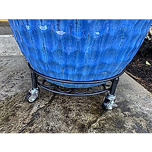 Cocoyard Heavy Duty Metal Plant Caddy Planter Dolly, Flower Pot Holder Rack for Indoor Outdoor Planter Support Planter Pot Trivet (14-Inch Black)