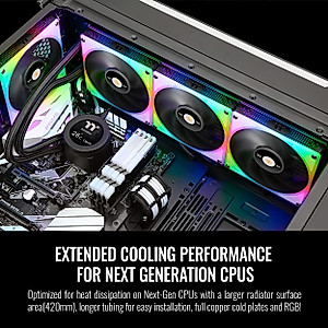 Thermaltake TOUGHLIQUID Ultra 420 RGB CPU Liquid Cooler, AMD(AM5/AM4) Intel(LGA 1700/1200), 2.1 Inch Rotational LCD Display 2000RPM Radiator Fan, TT RGB Plus 2.0. Software, CL-W370-PL14SW-A,Black