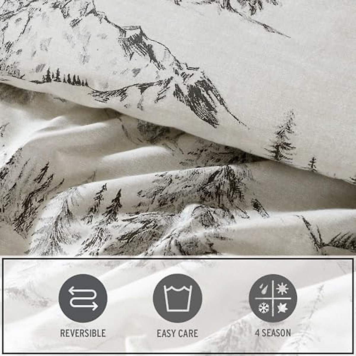 Eddie Bauer - Full/Queen Duvet Cover Set, Super Soft Bedding with Matching Sham(s), Cozy Home Decor, Oeko-Tex Certified (Rocky Mountain Cabin Grey, Full/Queen)