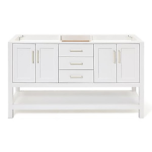 ARIEL Magnolia 60" Double Sink Base Cabinet in White