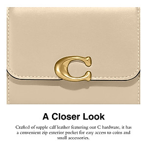 Coach Womens Luxe Refined Calf Leather Bandit Wallet, Ivory