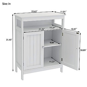 FRANSOUL Bathroom Floor Practical Storage Cabinet with a Double Shutter Door and Shelf for Kitchen, Entrance Area, Living Room, Include Ample Space,Easy to Assemble,White