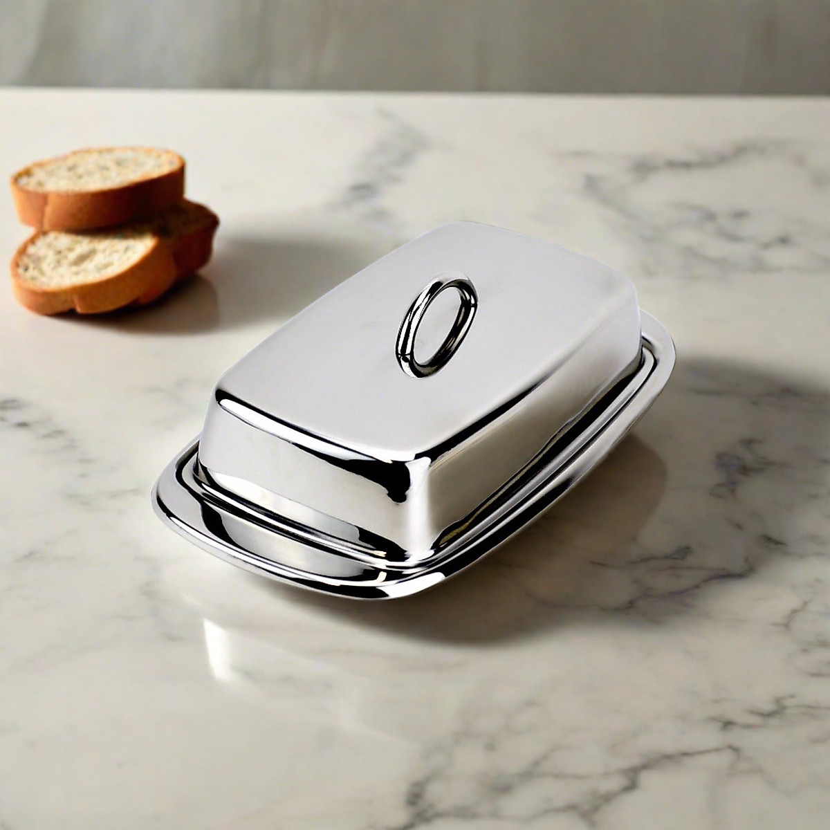 Cuisinox Stainless Steel Butter Dish with Lid, 4" x 7.5"