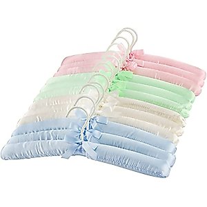 Tosnail 12 Pack Satin Padded Hangers Foam Padded Hangers Dress Hangers - Pink, Blue, Green, Ivory