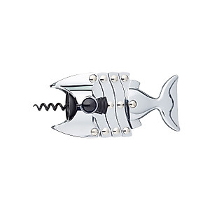 BarCraft Lazy Fish Corkscrew and Bottle Opener, Stainless Steel Wine Opener, 16.5 x 7.5 x 4.5cm, Silver