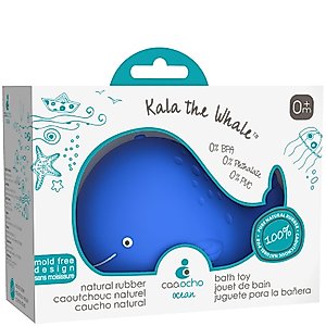 caaocho Pure Natural Rubber Bath Toy - Kala The Whale Baby Toy - Hole Free Bath Toys, BPA Free Bath Toys for Infants, Without Holes Sealed Natural Rubber Baby Toy