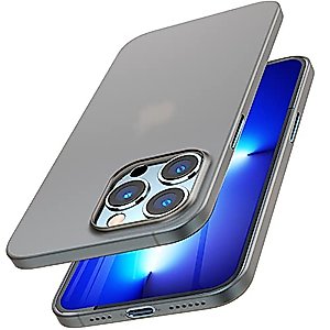 TOZO Compatible for iPhone 13 Pro Max Case 6.7 inch Hard Cover 0.35mm World's Thinnest Protect Shell Semi Transparent Light Weight Thin Cover with Matte Finish Black