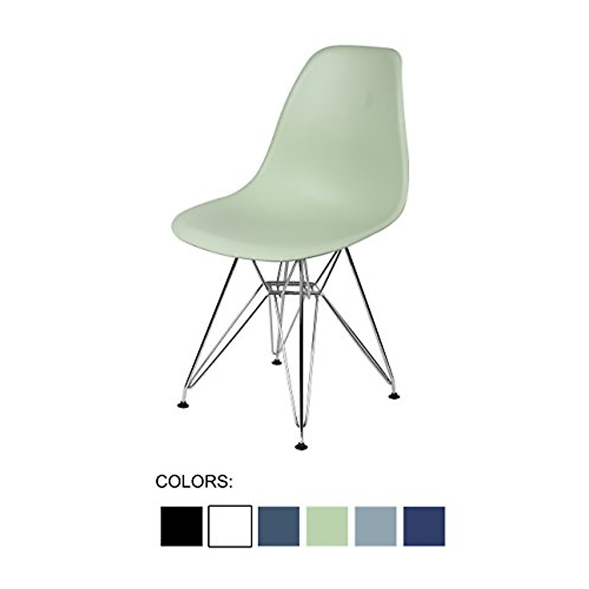 GIA Contemporary Armless Dining Chair with Chrome Metal Legs, Set of 2, Green