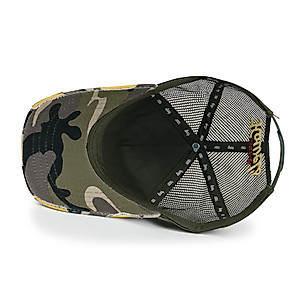 ililily Premium Howels Embroidery Vintage Baseball Cap Distressed Trucker Hat, Camouflage, Medium