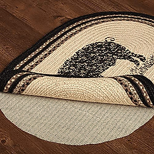 VHC Brands Sawyer Mill Charcoal Farmhouse Animal Design Area Entry Dining Room Living Room Kitchen Floor Cover Oval Jute Rug w/ Rug Pad 20x30 Pig