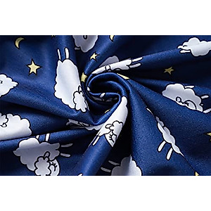 YIJIU Women's V-Neck Sleepwear Cute Short Sleeves Top with Capri Pants Pajama Set 2 Piece Pjs Sets,Blue Sheep,XL