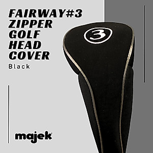Black Golf Zipper Head Cover #3 Fairway Wood Metal Headcover Neoprene Traditional Plain Protective Cover Fits All Fairway Golf Clubs for Golfing Buddies