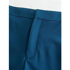 Women Side Pockets Full Length Straight Pants Vintage Mid-Rise Zipper Fly Female Trousers S