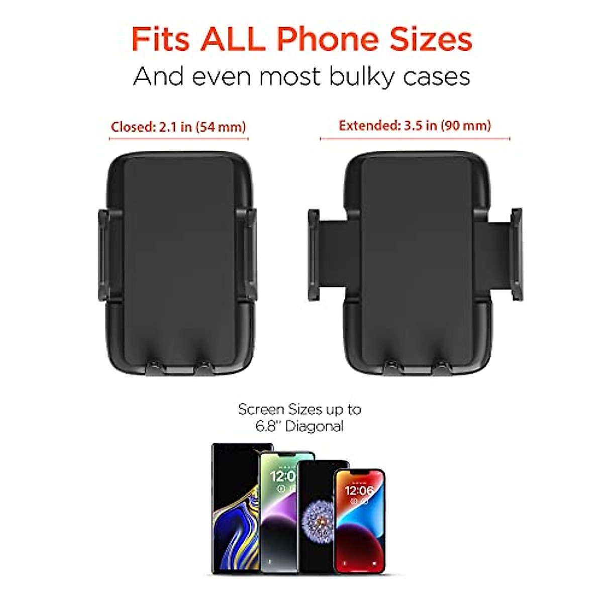 HyperGear Car Windshield Phone Mount Holder [Hands Free] Compatible for iPhone 14/13/12/Pro/Pro Max, Galaxy S23/S22/S21, Note 20 & More [Black] 13605