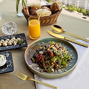 AARAINBOW Portable Travel Utensils with Case, 3 Pcs Heavy Duty Stainless Steel Cutlery Set Reusable Flatware Personal Silverware Set Include Fork Spoon Knife for Office Camping Picnic (Golden)