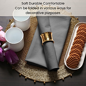 Cotton Clinic Cloth Dinner Napkins - Perfect Everyday Use Table Napkins - Soft Durable Washable - Ideal for Party Wedding Christmas Easter - Set of 12-20x20 inches Grey Napkins