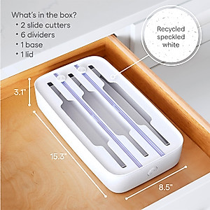 YouCopia StoraRoll Wrap Dispenser, 3-in-1, Drawer Organizer for Foil, Plastic Wrap, Parchment and Wax Paper with Safety Cutters and Labels for Kitchen Organization