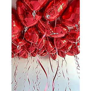 30 pcs Red Heart Balloons 18" Heart Love Foil Balloon , Helium Support Valentines Day Wedding Bridal Engagement Party Anniversary Decorations (30 pcs 18")
