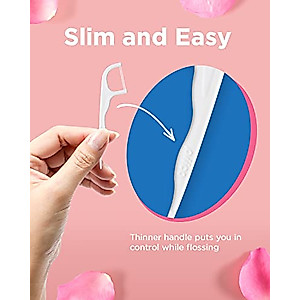 Piico Rose Floss Picks with Xylitol, 100 Counts, Unbreakable and Shred-Resistant Flossers for Adults, Resealable Pack, Long-Lasting Unique Flavored Dental Floss Picks, Doubles as Portable Dental Picks
