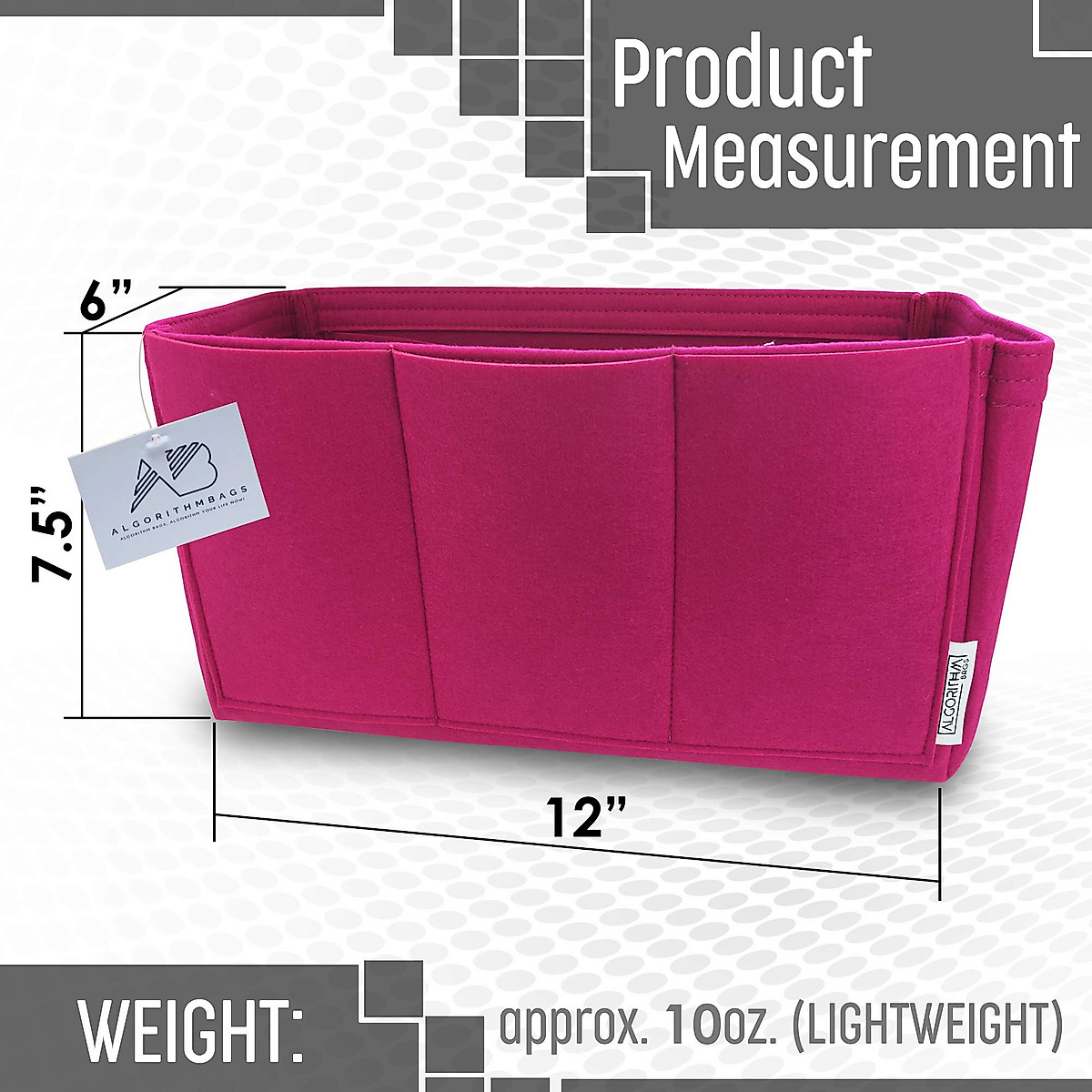 AlgorithmBags design for LV Neverfull MM Luxury Purse Organizer Insert Bag Shaper Liner Divider, Peony