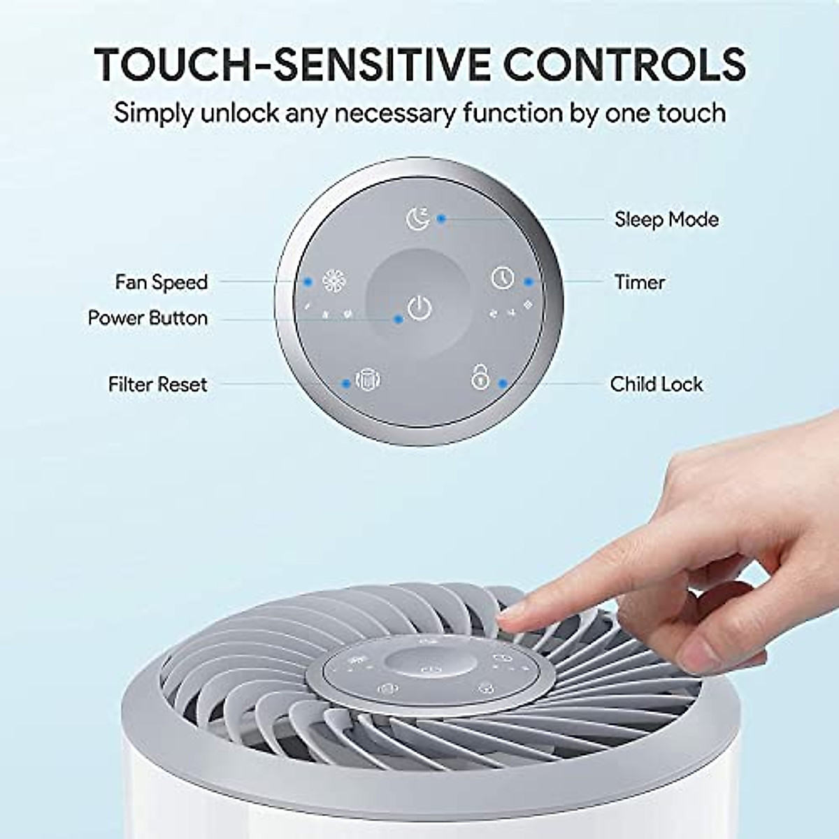 Air Purifiers for Home, HEPA Air Purifiers Air Cleaner For Smoke Pollen Dander Hair Smell Portable Air Purifier with Sleep Mode Speed Control For Bedroom Office Living Room