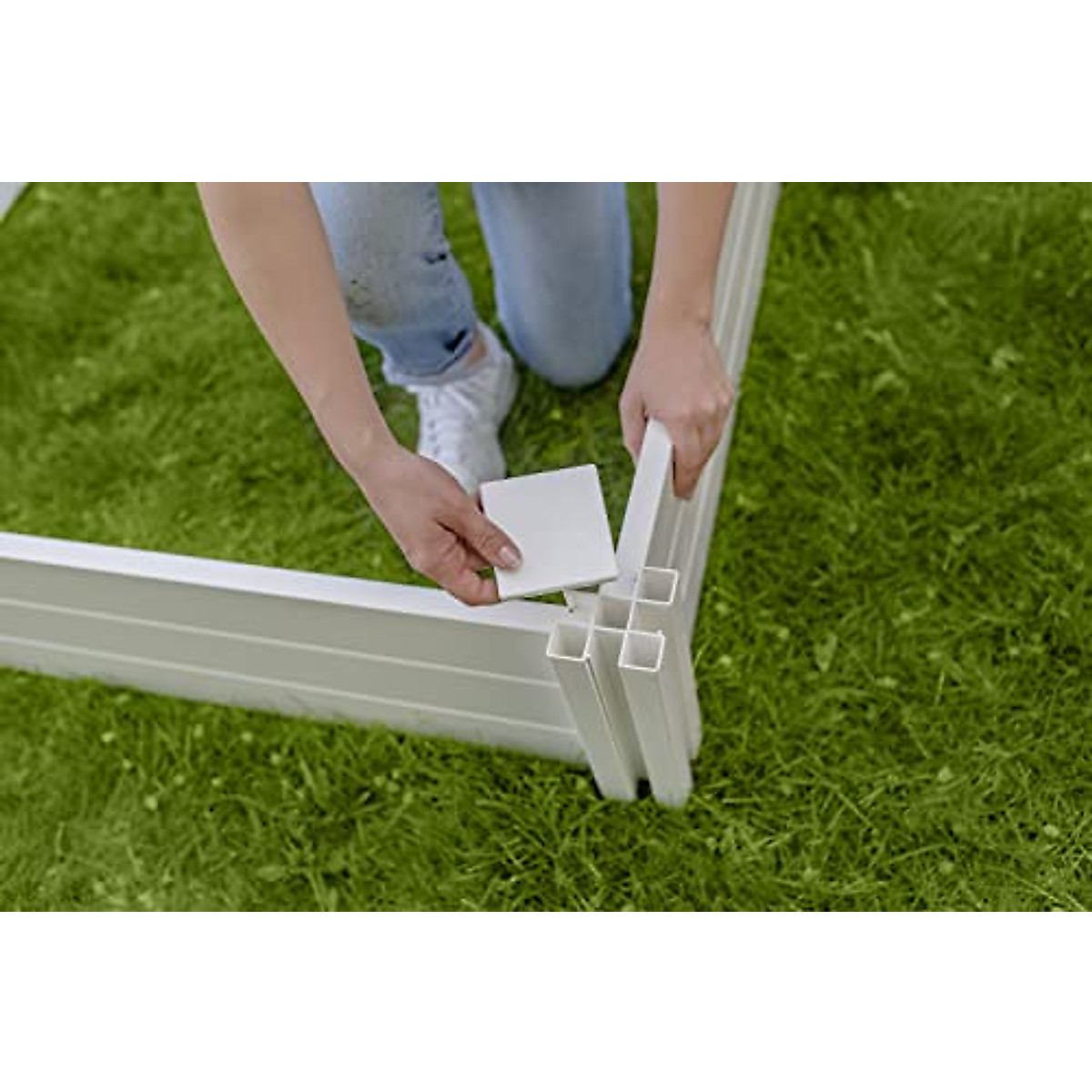 Vita Classic 4'X4'x11 Vinyl Raised, White VT17108 x 4ft Modular Garden Bed, 11" H