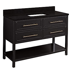 Signature Hardware 953330-48-RUMB-0 Robertson 48" Free Standing Single Vanity Cabinet Set with Mahogany Cabinet, Quartz Vanity Top and Rectangular Undermount Sink - No Faucet Holes