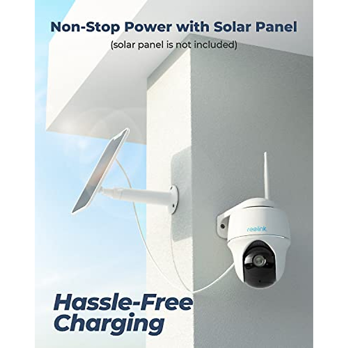 REOLINK Pan Tilt Solar Battery Camera Outdoor Wireless for Home Security, No Hub Needed, 2K Night Vision, Smart Detection, 2-Way Audio, Support Alexa/Google Assistant/Local SD, Argus PT