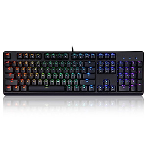 Perixx PX-5300 GYL Mechanical Gaming Keyboard - Wired USB 5.9 Ft Cable - Customizable RGB Backlighting - Linear Gateron Yellow Switches - US English, Black