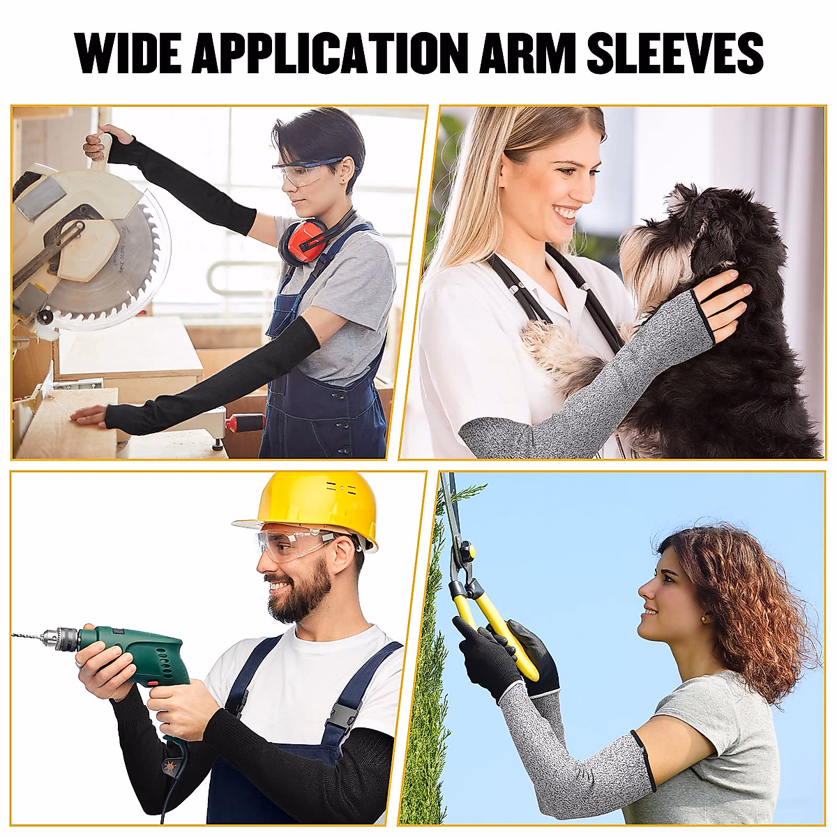 Chuarry 4 Pairs Cut Resistant Sleeves Thin Arm Protectors Arm Guard for Thin Skin and Bruising Sleeves for Men Women(Black, Gray)