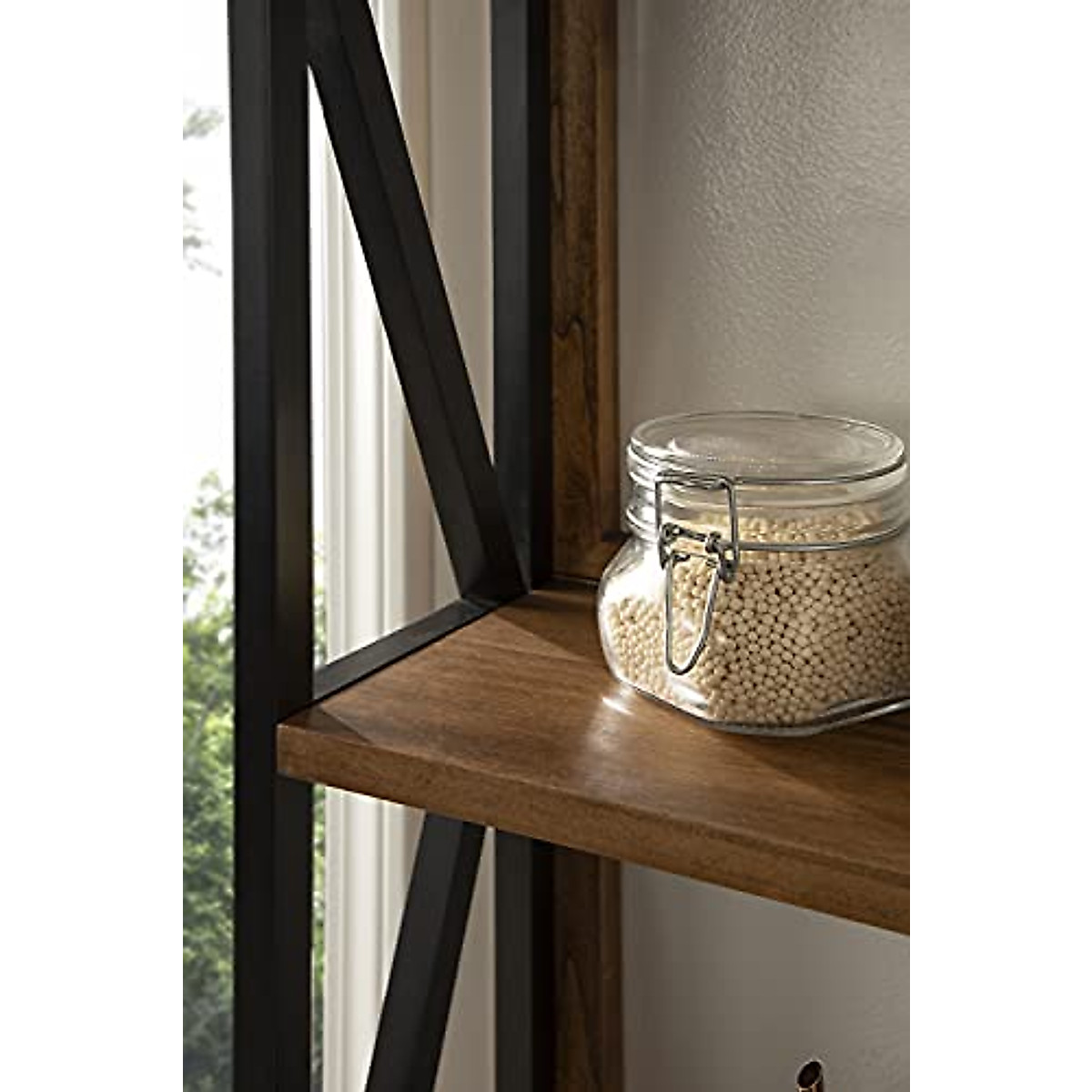 Kate and Laurel Rigby Farmhouse 3-Tier Wall Shelf, 25 x 8 x 28, Rustic Brown and Black, Decorative Modern Floating Shelves for Wall