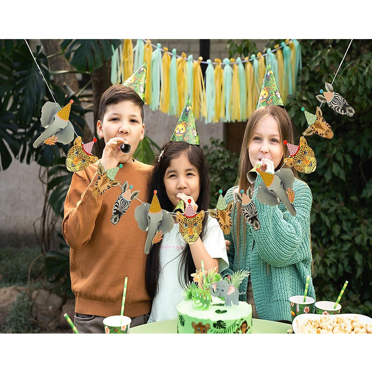 Jungle Safari Animals Party Decorations,Wild Animal Birthday Party Banner,Zoo Birthday Party Decorations,Animal Theme 1st Birthday Party Bunting Garland,Wild One Baby Shower Supplies,Woodland Animal Theme Decorations