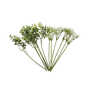 RUJIU 36Pieces/lot Artificial Plant Silk Plastic Flowers Eucalyptus Leaves Stems Branches Floral Bouquets Wreath Arrangement Home Table Garden Wedding Greenery Decoration (Gypsophila with Eucalyptus)