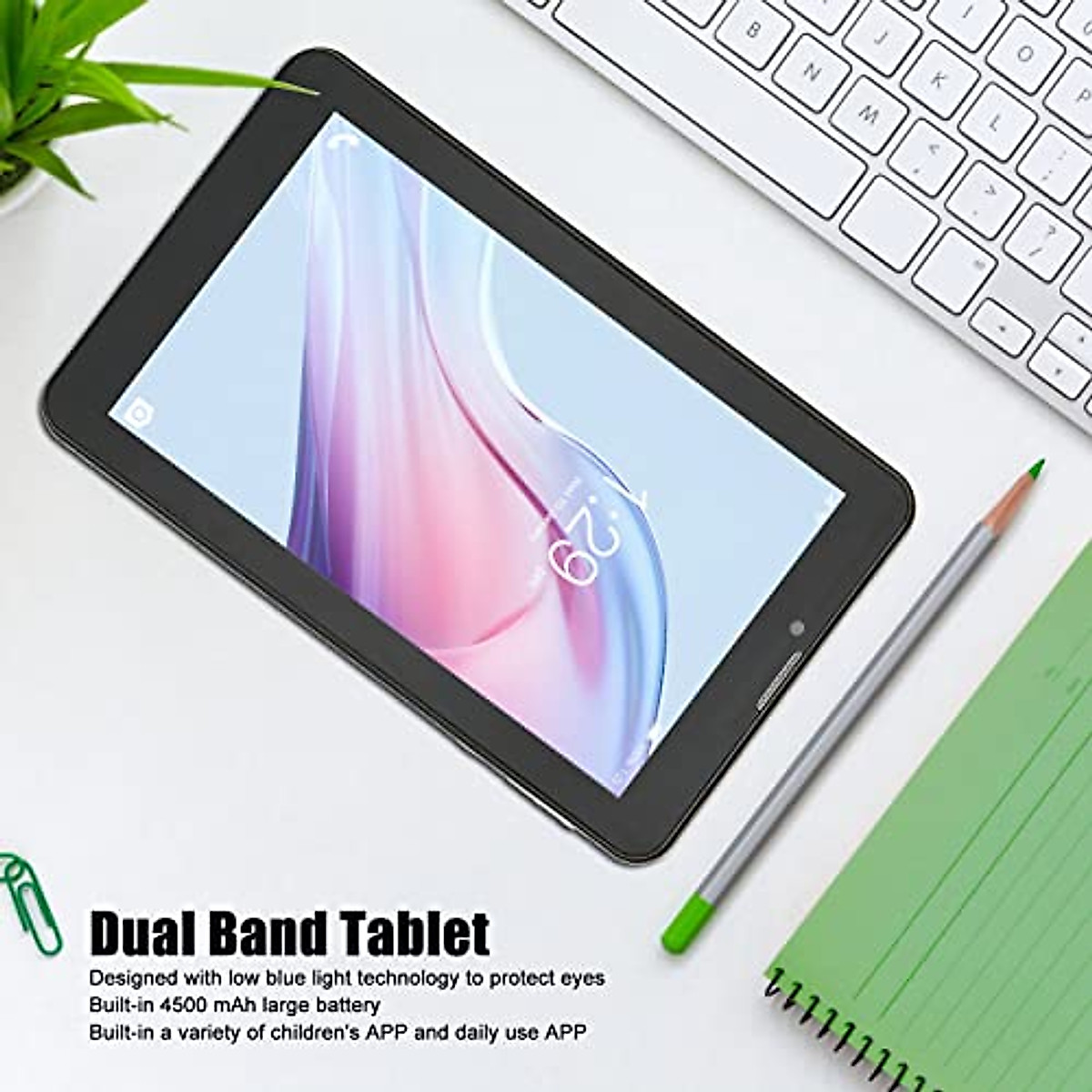 Airshi Kids Tablet 2GB 32GB Android10 System 100-240V Tablet PC 5GWIFI Dual Band 7in IPS High Definition Big Screen Home (US Plug)