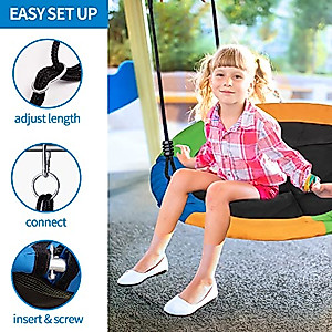 Multi-Strand Ropes for Replacement Pack of 2 Saucer Tree Swing Ropes Support 680lbs 71in Length Adjustable Hanging Ropes for Tree Round Swing