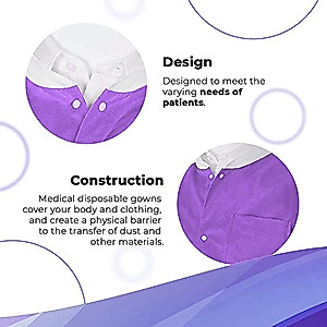 AMZ Medical Supply Disposable Lab Coat Small, Pack of 10 Purple Disposable Lab Coats for Adults, 45 gsm SMS Painting Lab Coat Disposable with 3 Pockets, Snaps, Cuffs, Unisex Lab Coats Disposable