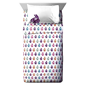 Jay Franco Fortnite Llama Warhol 5 Piece Full Bed Set - Includes Reversible Comforter & Sheet Set Bedding - Super Soft Fade Resistant Microfiber (Official Fortnite Product)